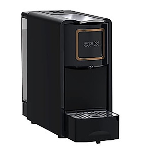 Crux Espresso Machine for Nespresso Pods - Programmable Coffee Brewer Capsule Compatible with Large Removable Water Tank and Drip Tray, Black and Copper