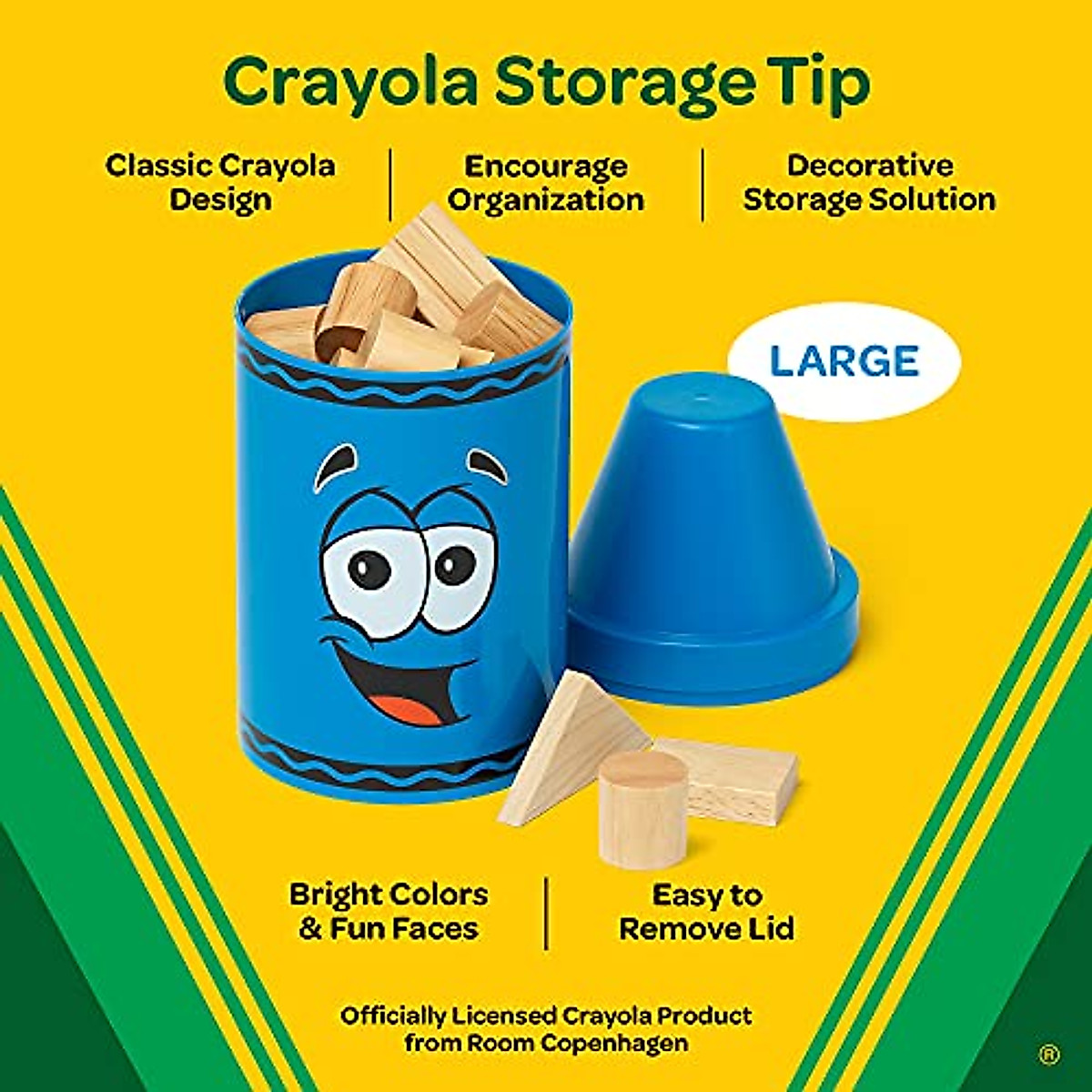 Crayola Storage Large Tip– Colorful Tip Character Storage Box, Creative Container For Kids Arts And Crafts Supplies, Stationeries, Small Toys And Keepsakes - Cerulean, Kids 3.5 Years And Up