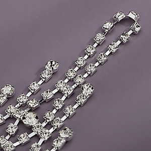 YERTTER Silver Wedding Full Rhinestone Hand Back Chain Sparkly Crystal Finger Bracelet with Ring Hareness Hand Chain Slave Link with Ring Bracelet Accessories Party for Women Girls（Silver 1)