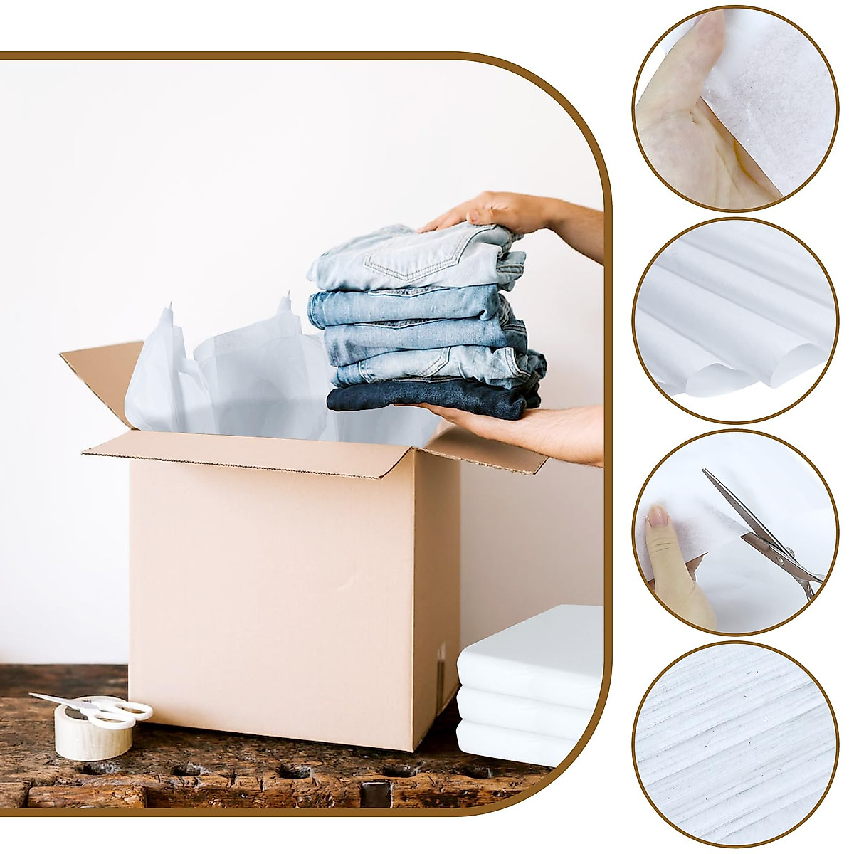 VOKOY 150 Sheets 24" x 36" White Tissue Paper, Large Tissue Paper Sheets White Tissue Paper Bulk for Gift Packing Preserving Moving Storage Weddings Birthday Halloween Thanksgiving Christmas Party