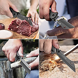 Zxcan Pocket Knife, Folding Knife 5CR13 Carbon Steel Stainless Blade, EDC Knife with Liner Lock, Pocket clip, Tactical Knife for Camping Indoor and Outdoor Activities Men Gift