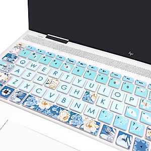 WSLUCKO Keyboard Cover for HP Envy x360 15.6''Series/HP Pavilion 15/ HP Pavilion x360 15.6” Series/HP Envy 17 17.3" Series/HP Laptop 15t 17t 17-ca0011nr 17-by0040nr, Peony
