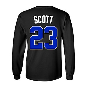 Basketball Movie #23 Nathan Scott One Tree Hill Ravens Jersey Style Men's Long Sleeve T Shirt (Black,2XL)
