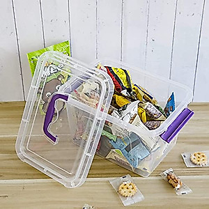 Sosody 6 Quart Plastic Storage Box with Lids and Handles, 6 Packs