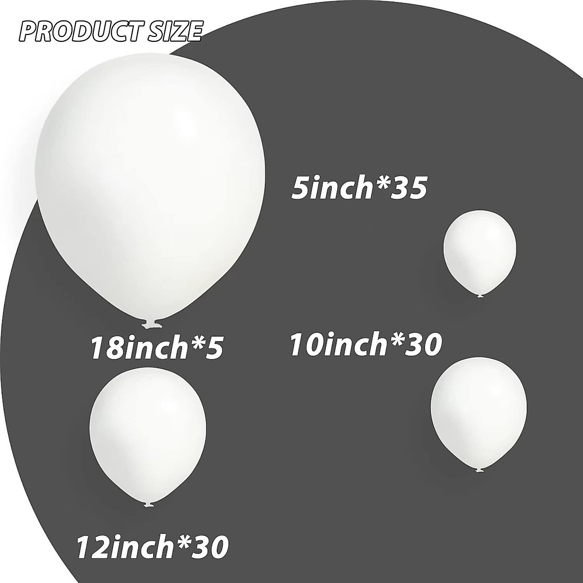 White Balloon Garland Arch Kit 100 Pack 18/12/10/5 Inch Matte White Latex Balloons Different Sizes Party Balloon for Baby Shower Wedding Engagement Christmas Graduation Birthday Party Decorations