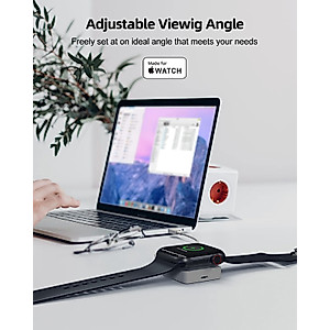 iFory Watch Charger Designed for Apple Watch Series 6/SE/5/4/3 MFi Certified Magnetic Wireless Charger with Dual Port USB C and Lightning - CloudWhite