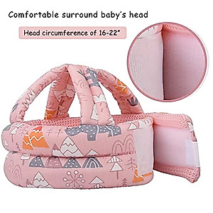 Baby Safety Toddler Helmet, Adjustable Infant Helmet Head Protector, Soft Head Guard for Crawling Walking, Baby Bumper Protection Hat Cushion Pillow, Kids Anti-Fall Safety Cap for Playing (Pink)