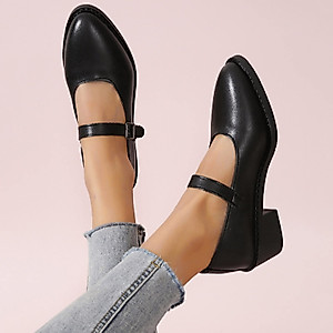 USYFAKGH Women's Soft Sneaker Womens Walking Shoes Slip on Sock Sneakers Fashion Autumn Women Casual Shoes Ckunky Heel Mid Heel Pointed Buckle Solid Black