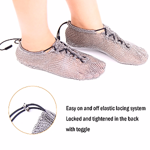 RETON-PPE Minimalist Barefoot Sock Shoes Chain Mail Shoes for Women and Men, Stainless Steel Cut Resistant Water Shoes, Portable & Multi-Purpose