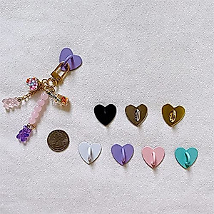 Colorful Phone Stand Holder Metal Heart Phone Charm Holder, DIY Phone Case Phone Charm Metal Heart Finger Ring(Pink)