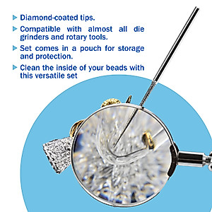 COLIBROX 10pc 2" Diamond Bead Reamer Set 1/16" x 7/8" for Dremel Rotary Tool 1/8"