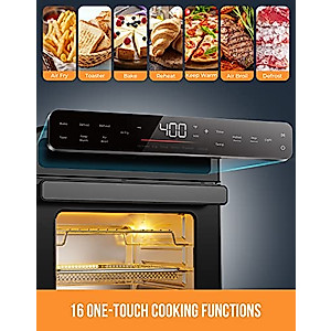 Toaster Oven Air Fryer Combo, Toaster Ovens Countertop 20QT/19L Air Fryers Oven, 16-in-1 Touch Keys Convection Ovens Smart, Space Saver, Drumstick Grill Freidora De Aire Airfryer Oven BLAZANT T-12