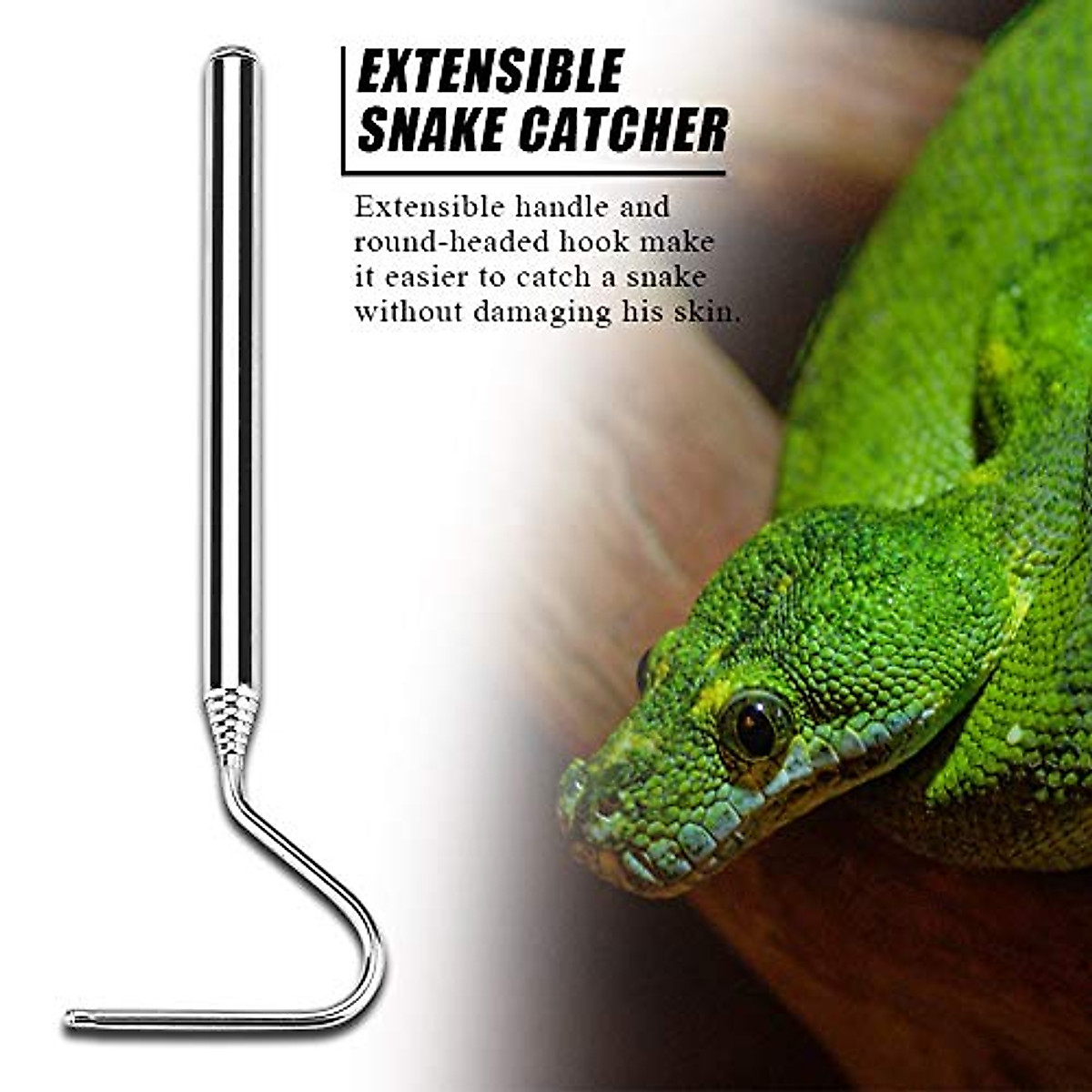 Fdit Snake Reptile Catcher Stainless Steel Extensible Telescoping Capture Hook