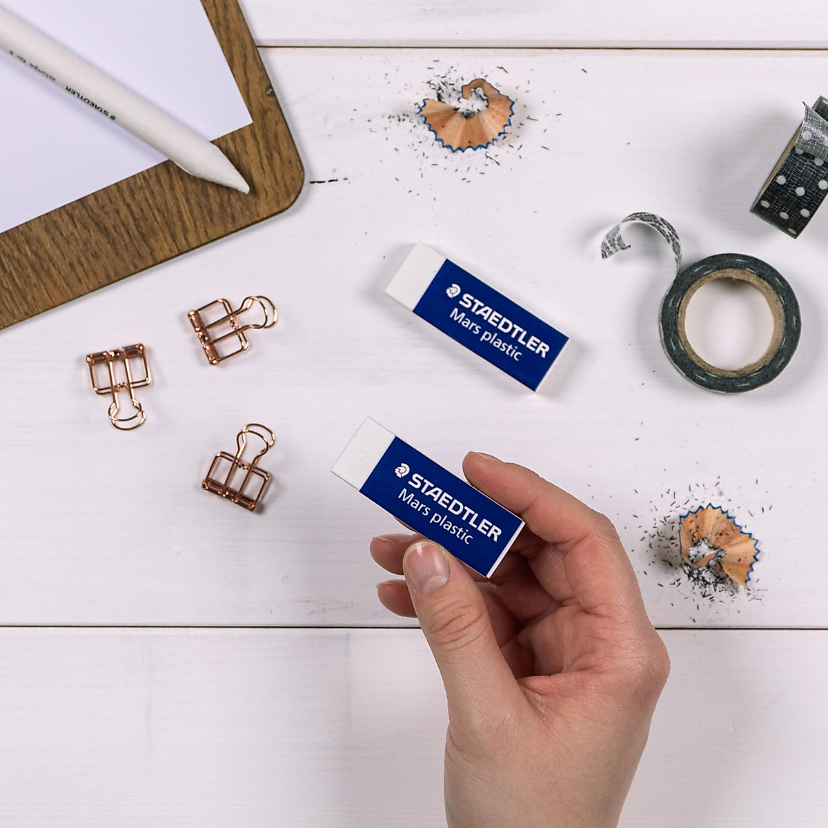 STAEDTLER Mars Plastic, Premium Quality Vinyl Eraser, White, Latex-free, Age-resistant, Minimal Crumbling (526 50 BK) 4 Count (Pack of 1)