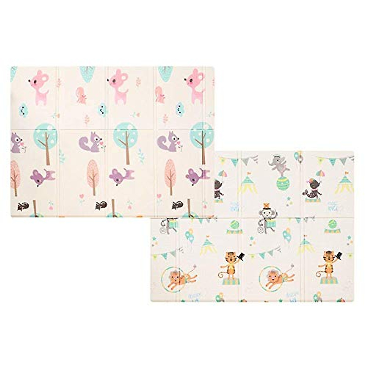 Folding Baby Play Mat, KAKIBLIN Non Toxic Baby Foam Floor Mat Reversible Waterproof Travel Crawling Mat, 79”x59”x0.4”