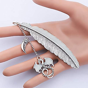 KUIYAI Glow in The Dark Luminous Bookmark Book Marker Creative Feather Book Lover Gift Reading Gifts (Dragon 2)