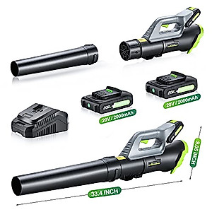 MYTOL Cordless Leaf Blower, 150MPH 350CFM Leaf Blower with 2 * 20V 2Ah Batteries & Charger, Lightweight Axial Blower, Infinitely Variable Speed Electric Leaf Blower for Leaf/Snow/Dust Blowing