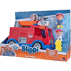 Blippi Fire Truck - Fun Vehicles with Freewheeling Features Including 3 Firefighter and Fire Dog, Sounds and Phrases - Educational Vehicles for Toddlers and Young Kids