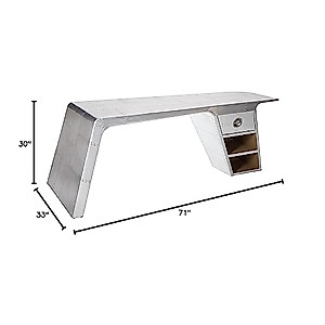 Acme Brancaster 1-Drawer Industrial Writing Desk in Aluminum
