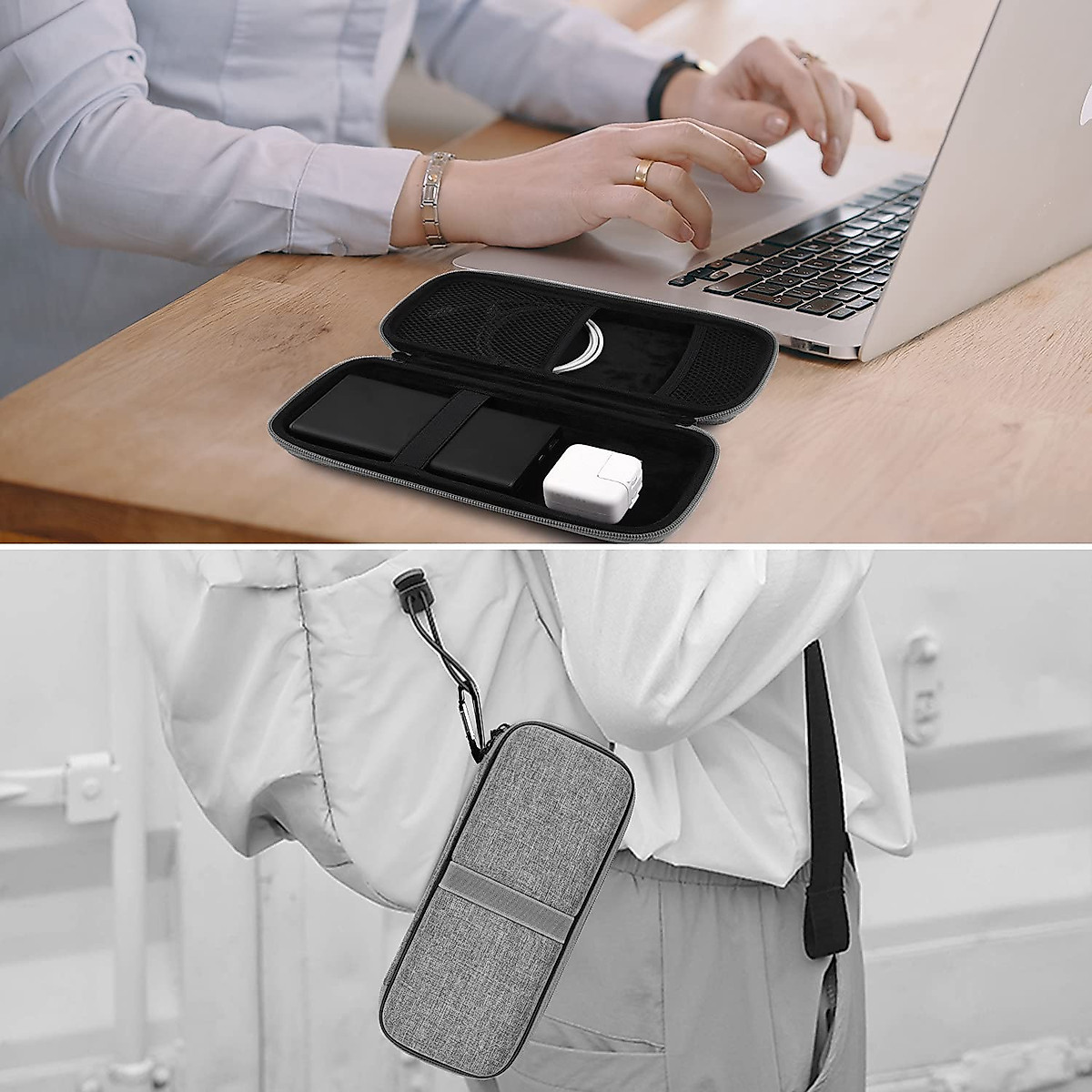 SKYNEW Powerbank Hard Travel Case Compatible RAV Power 26800/20100/20000mAh, Anker Power Core 26800mAh/ PowerCore +26800mAh, ROMOSS 30000mAh, Miady Charger, Ekrist, Lab599 Tx500 Radio(Light Grey)