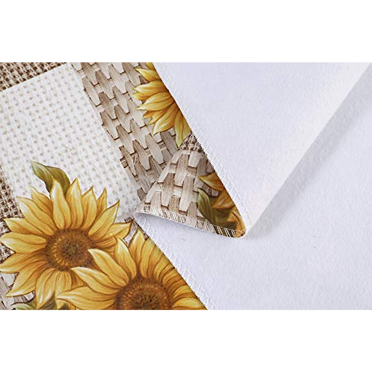 LIBERECOO Vinyl Tablecloth Flannel Backed Stain-Resistant PVC Table Cloth Waterproof Oil-Proof Wipeable Indoor/Outdoor Picnic, BBQ and Dining Table Cover(60 x 84 Inch, Sunflower)