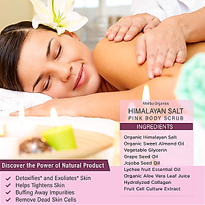 Malibu Organics Himalayan Scrub – All-Natural Body Exfoliant with Collagen and Stem Cells - Organic Body Scrub to Exfoliate and Moisturize Skin – Deep Cleansing Himalayan Pink Salt Scrub – 8.8oz