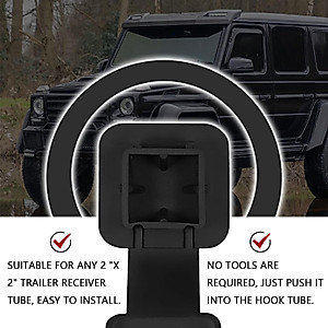 PVOTAWP Trailer Hook Dust-Proof Plug, Tow Hitch Covers 1.9 Inch American Flag Traction Cover, Square Mouth Trailer Receive Tube Protection Cover Universal for Most Car Accessories (Silver)