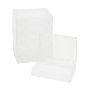 Okuna Outpost 6 Pack Small Clear Plastic Storage Boxes with Lids for School Crafts, TGC Trading Cards Game Travel Cases, 3.7 x 2.5 in