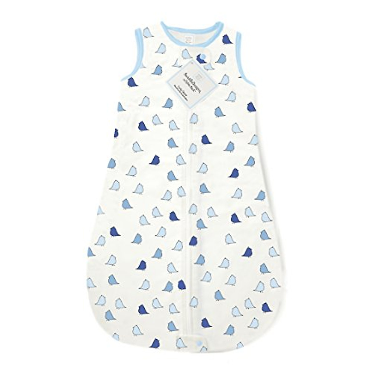 SwaddleDesigns Cotton Sleeping Sack with 2-Way Zipper, Made in USA, Premium Cotton Flannel, Pastel Blue Little Chickies, 6-12MO