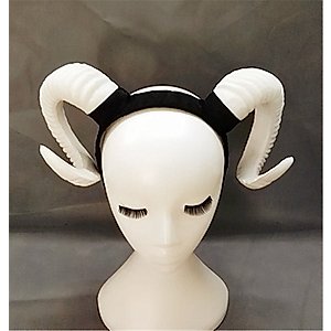 Sheep Horn Ear Hair Hoop Headband Forest Animal Photography Original Manual Aries Exhibition Cosplay Photo Props (White)