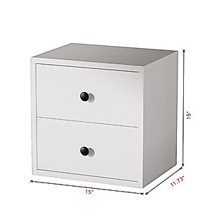 FUSUNBAO Magic DIY Cube Storage Organizer Stackable Cubles for Home Books Clothes Toy -Modular Cubby Storage System -Office Cubical -Bookcase Closet Wine Rack Cabinet (Pure White-Washed, Drawer Cube)