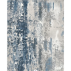 OMERAI Rug 5x7 Area Rug for Bedroom Washable Rug for Living Room Kitchen Dining Room Rugs Non-slip Home Decor Carpet Faux Wool Rug Large Morden Art Ultra Soft Blue Area Rug-Modern