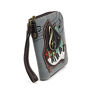 CHALA Handbags- Zip Around Wallet, Wristlet, 8 Credit Card Slots Sturdy Coin Purse for women (Piano Indigo)