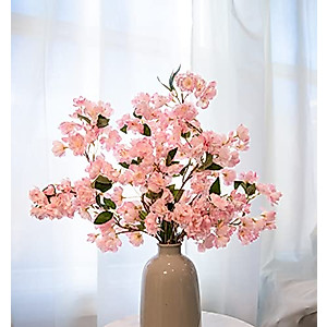 MJFloria Artificial Silk Cherry Blossom Flowers Branches, Faux Cherry Peach Tree, Plum Boutique for Vase Centerpiece Floor Arrangements, Home Decoration, Wedding, Party – 36” Long Tall Stems, Pink