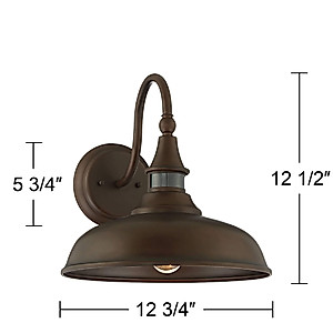 John Timberland Gough Rustic Farmhouse Outdoor Barn Light Fixture Bronze 12 1/2" Dusk to Dawn Motion Sensor for Exterior House Porch Patio Outside Deck Garage Yard Front Door Garden Home