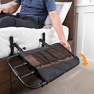 Stander EZ Adjust Bed Rail, Adjustable Senior Bed Rail and Bed Assist Grab Bar for Elderly Adults with Organizer Pouch