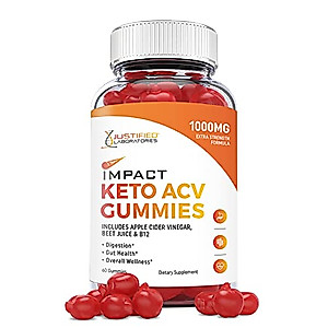 Justified Laboratories Impact Keto ACV Gummies 1000MG with Pomegranate Juice Beet Root B12 60 Gummys