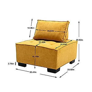 JURMALYN Square Modular Sectional Sofa Couch, Free Combination Sectional Sofa Modern Floor Single Chair with Two Removable Back Cushions Foor Tofu Sofa Small Single Couch for Bedroom and Corner Yellow