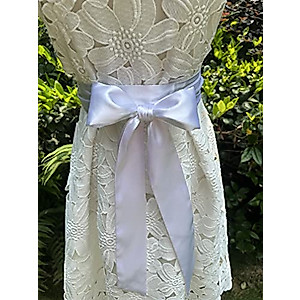 LORDRIE Wedding Satin Sash Bridal Belts For Special Occasion Dresses (White)