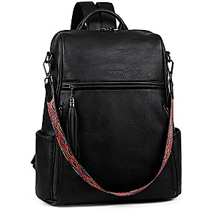 FADEON Laptop Backpack Purse for Women Large Designer PU Leather Laptop Bag, Ladies Computer Shoulder Bags