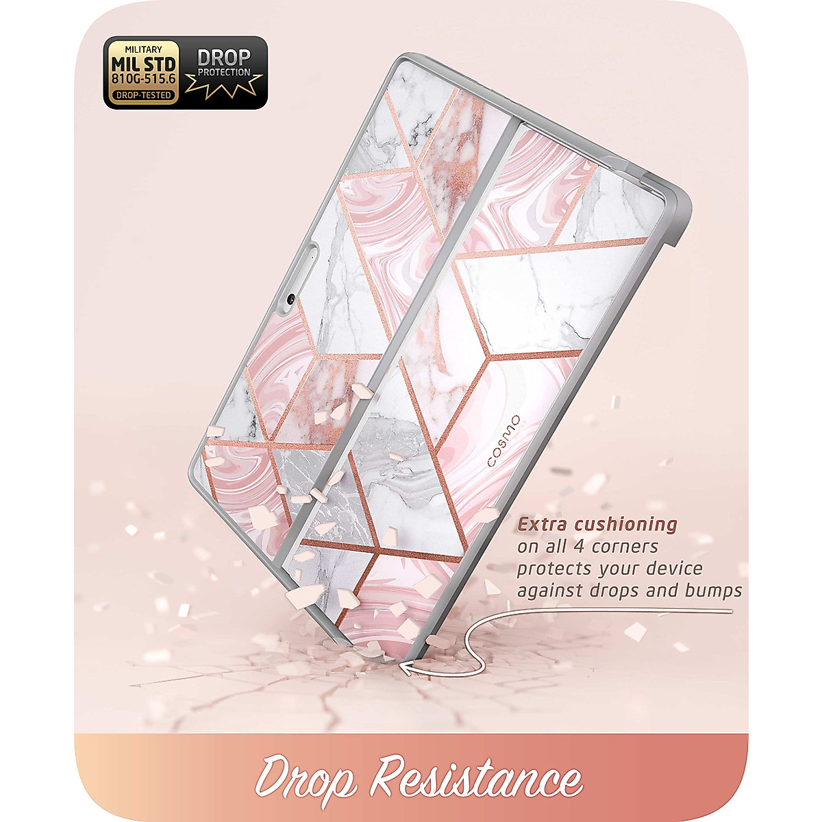 i-Blason Cosmo for Microsoft Surface Pro 11 Case/Pro 10 Case/Pro 9 Case 5G Slim Stylish Protective Bumper Shockproof Stand Folio Case for Surface Pro 9 Compatible with Type Cover Keyboard, Marble