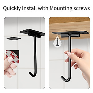 KINDREX 2 Pack Banana Hook Foldable Under Cabinet, Metal Banana Hanger to Keep Bananas Fresh, Banana Holder Folds Up with Magnets or Other Kitchen Items (Matte Black)