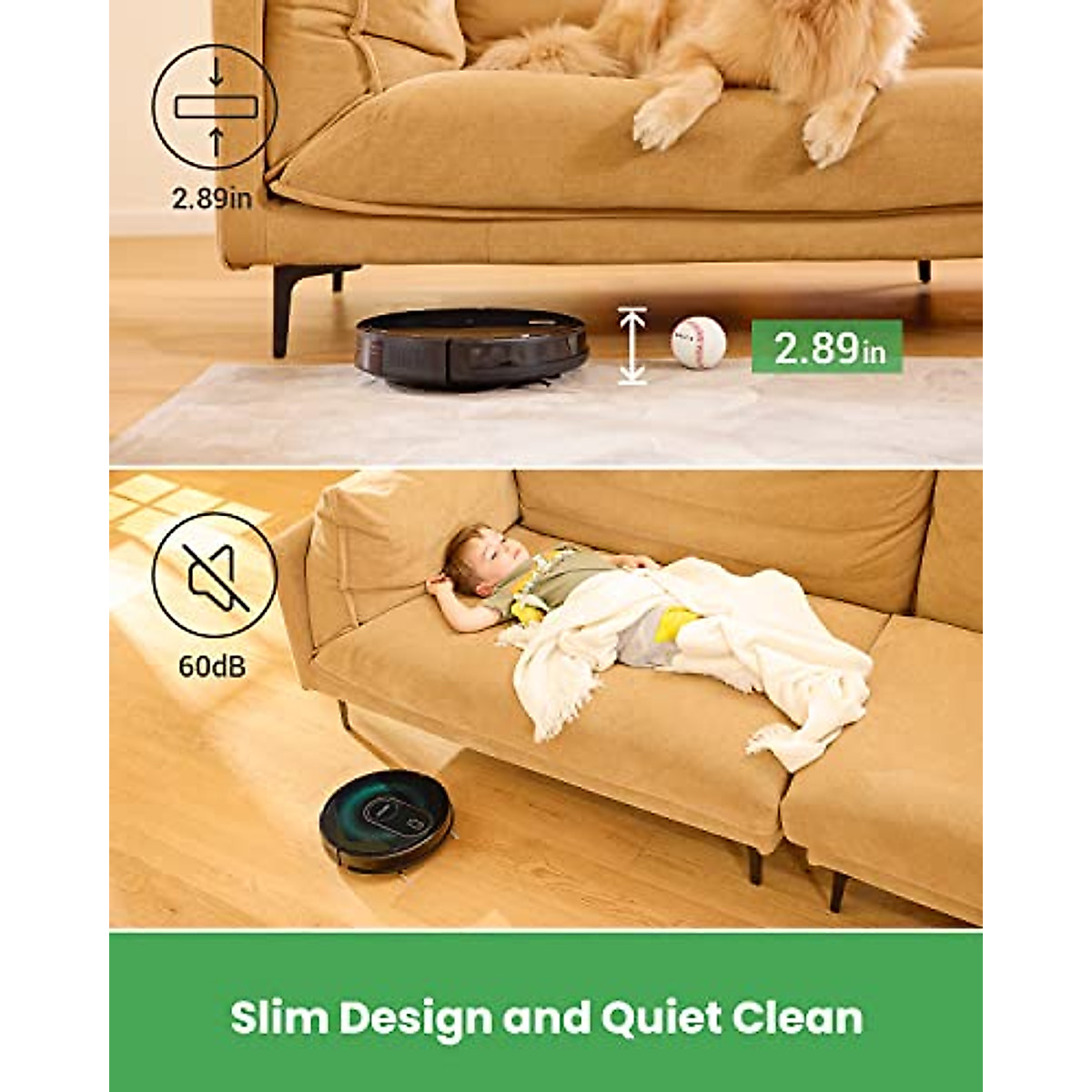 Vactidy T8 Robot Vacuum and Mop Combo, WiFi/App/Alexa/Siri Control, Robotic Vacuum Cleaner with Gyro Navigation, Self-Charging, Slim, Good for Hard Floor, Pet Hair, Carpet