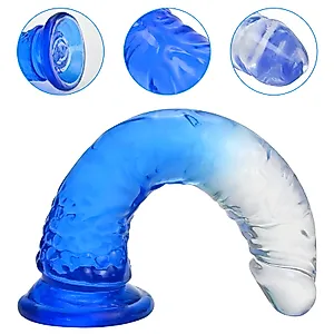 Realistic Jelly Dildo, G-spot Dildo with Strong Suction Cup for Hands-Free Play, Flexible Lifelike Penis Female Clit Vaginal Masturbation Toy with Realistic Head and Veins Shaft
