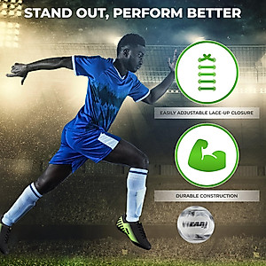 Vizari Santos Turf Soccer Shoes for Boys and Girls| Turf Shoes with Two Color Synthetic Upper | Youth Football Turf Shoes with Rubber Oursole | Superior Traction on Turf Ground, (Black/Green, 9)