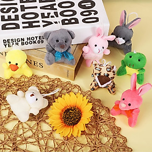Fovths 24 Pieces Mini Plush Animals Toys Set Cute Small Stuffed Animal Keychain Set for Easter Hunts, Basket Stuffers, Easter Party Favor, Goodie Bag Fillers, 2.4 Inches