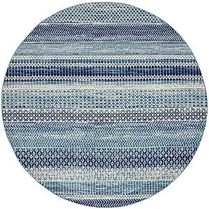 Nourison Passion Bohemian Navy Blue 8' x ROUND Area -Rug, Easy -Cleaning, Non Shedding, Bed Room, Living Room, Dining Room, Kitchen (8 Round)