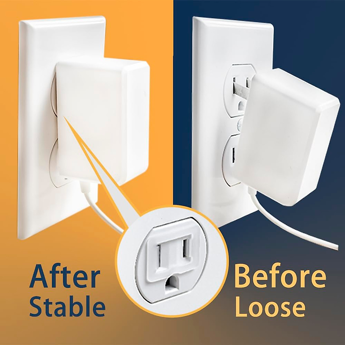12 Packs Loose Outlet Fix Plug | Make Your Loose Socket Jack Snug for Power Plug | Socket Extender Secured onto Wall Socket | Won't Fall Out Easily or Cut Off Electricity - Matte White