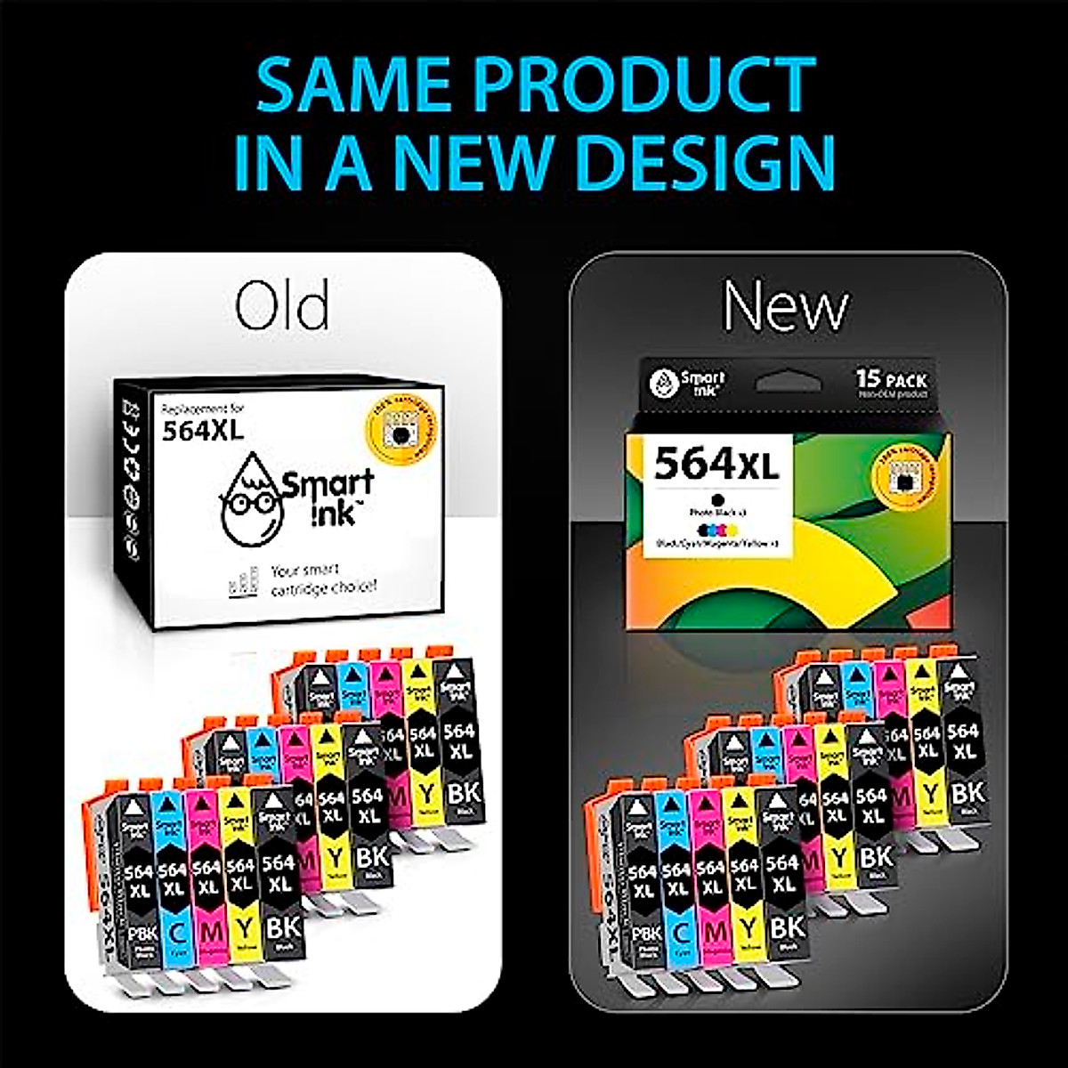 Smart Ink Compatible Ink Cartridge Replacement for HP 564 XL 564XL High Yield 15 Combo Pack (3 Black, 3PBK & 3 C/M/Y) for Photosmart 6525 6520 7520 5520 7510 5510 7525 DeskJet 3520 3522 OfficeJet 4620