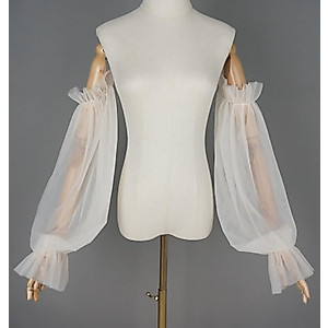 Removable Puff Sleeves for Wedding Dress Tulle Detachable Sleeves Add On Wedding Gift Bridal Accessories (Champagne)